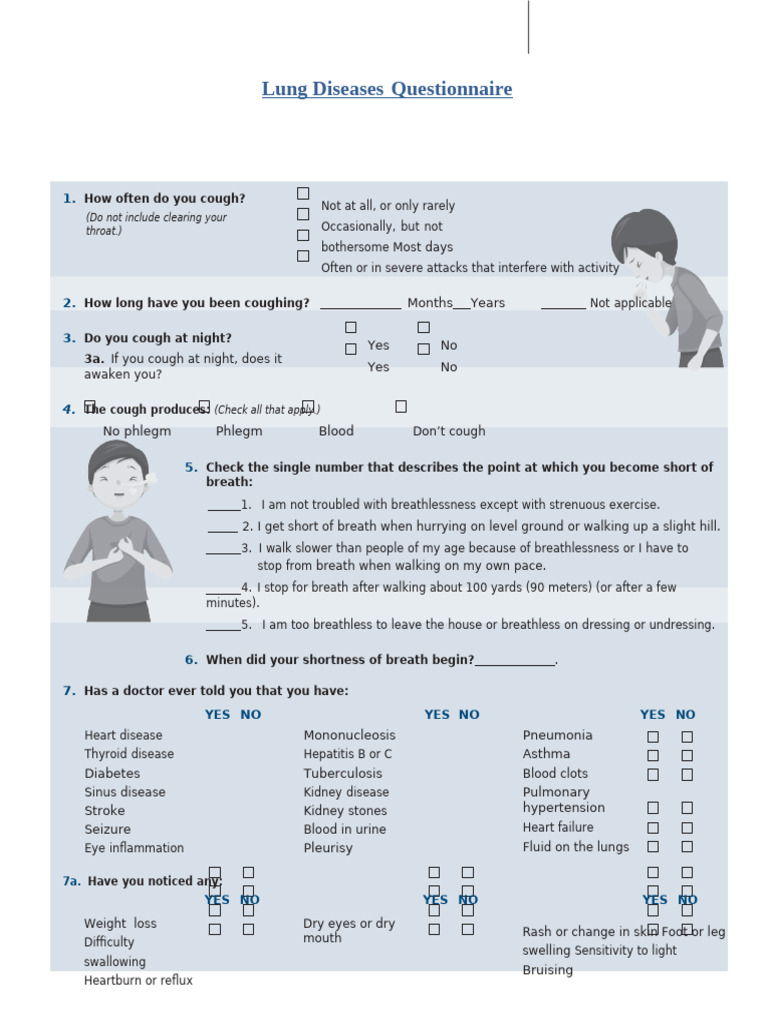 Chest & Lung Diseases Questionnaire | PDF