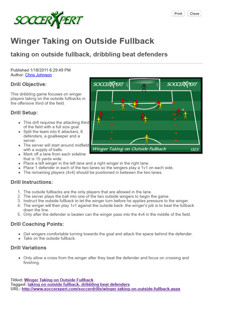 Winger Taking On Outside Fullback | PDF