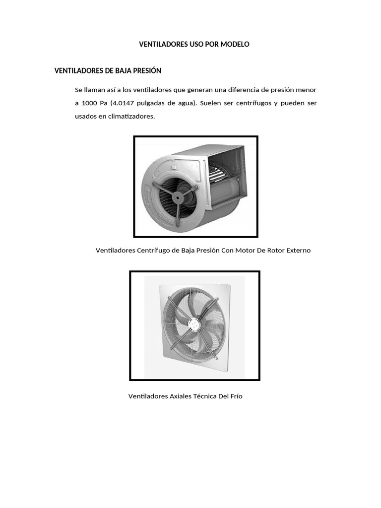 VENTILADORES USO POR MODELO | PDF