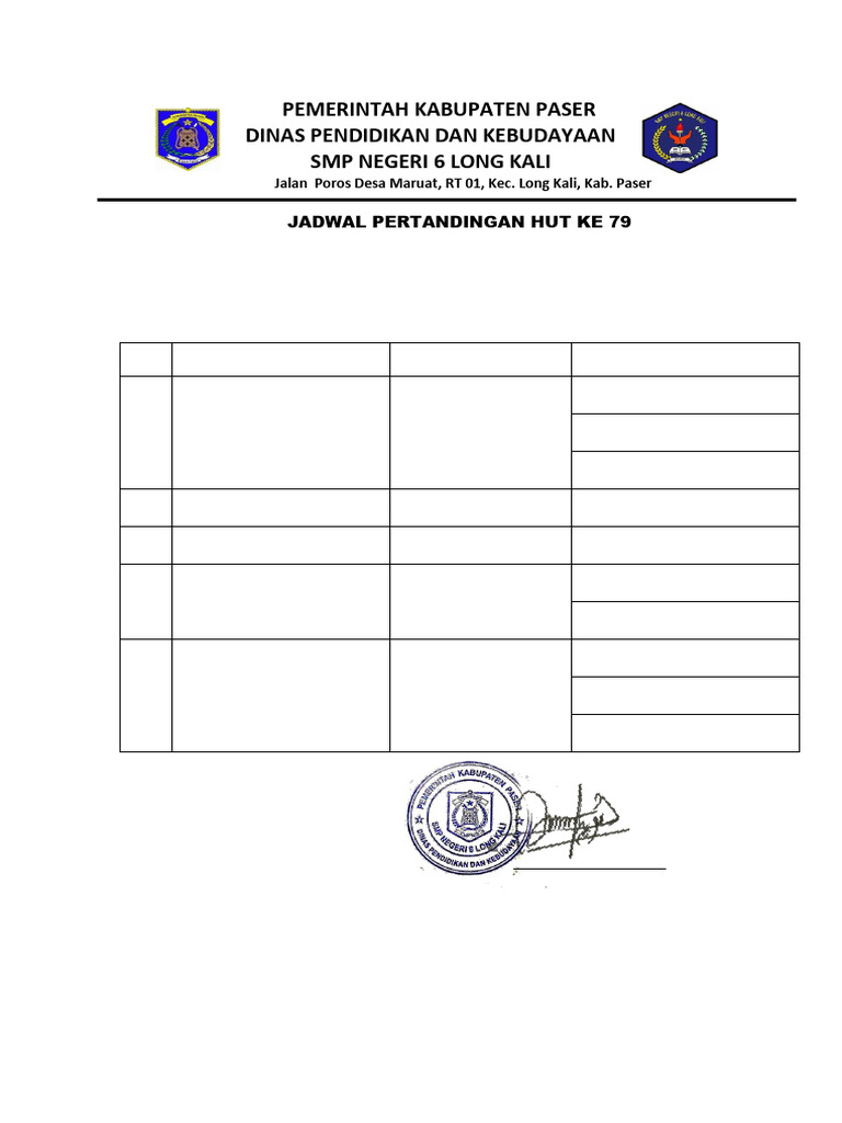 Jadwal Pertandingan Hut | PDF