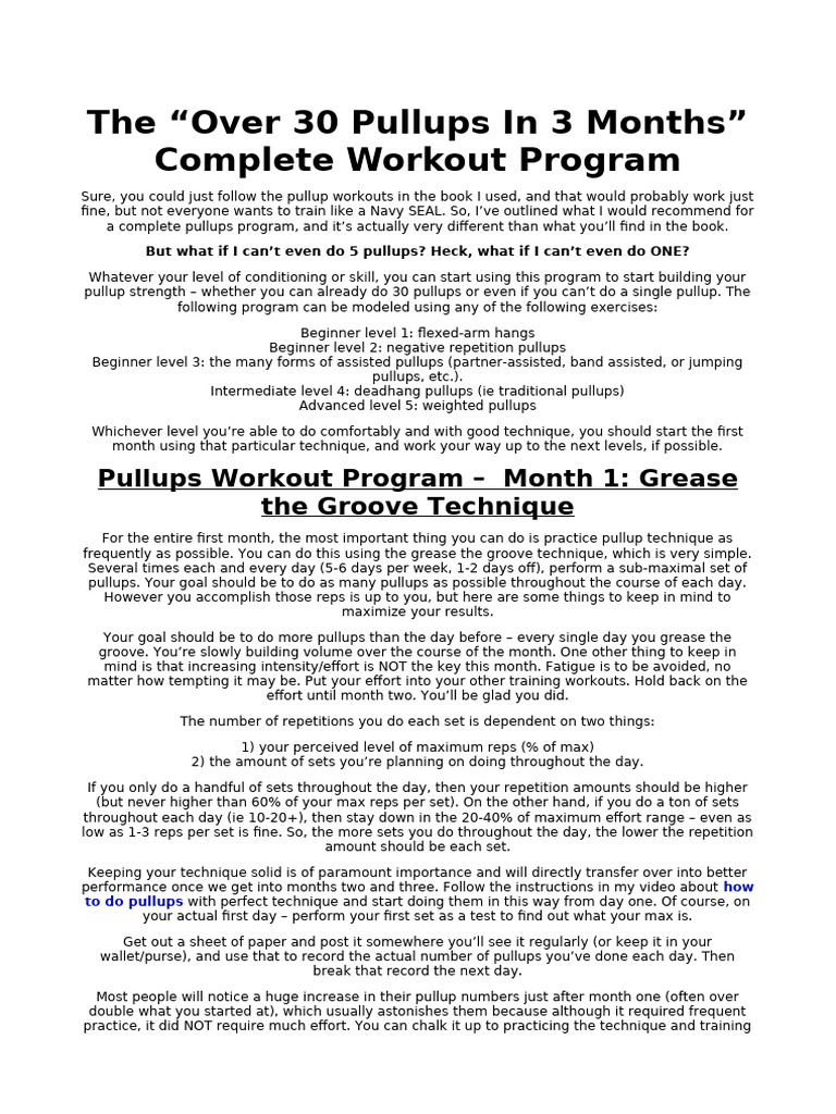 Pull Up Progression | PDF | Personal Trainer | Self-Improvement
