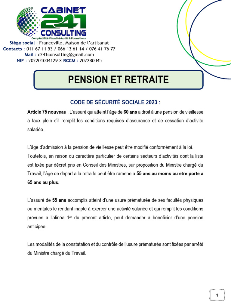 Pension Et Retraite | PDF