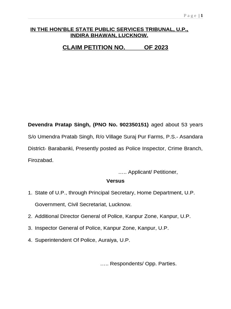 Devansh Drafted Claim Petition | PDF | Negligence | Politics
