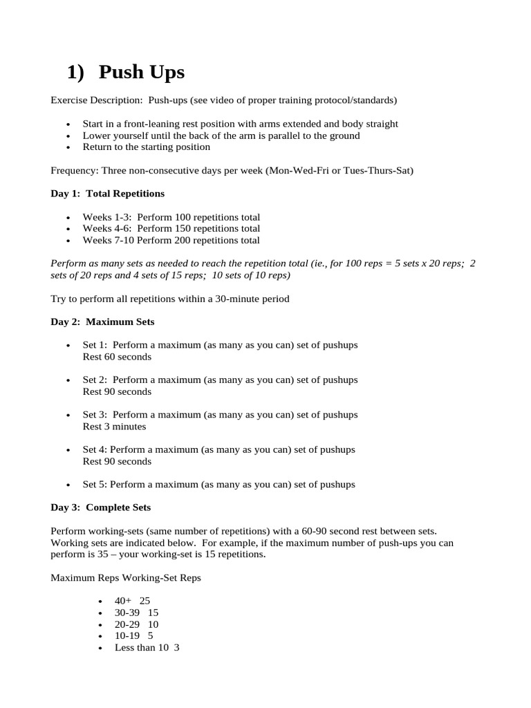 Push Up WO protocols | PDF