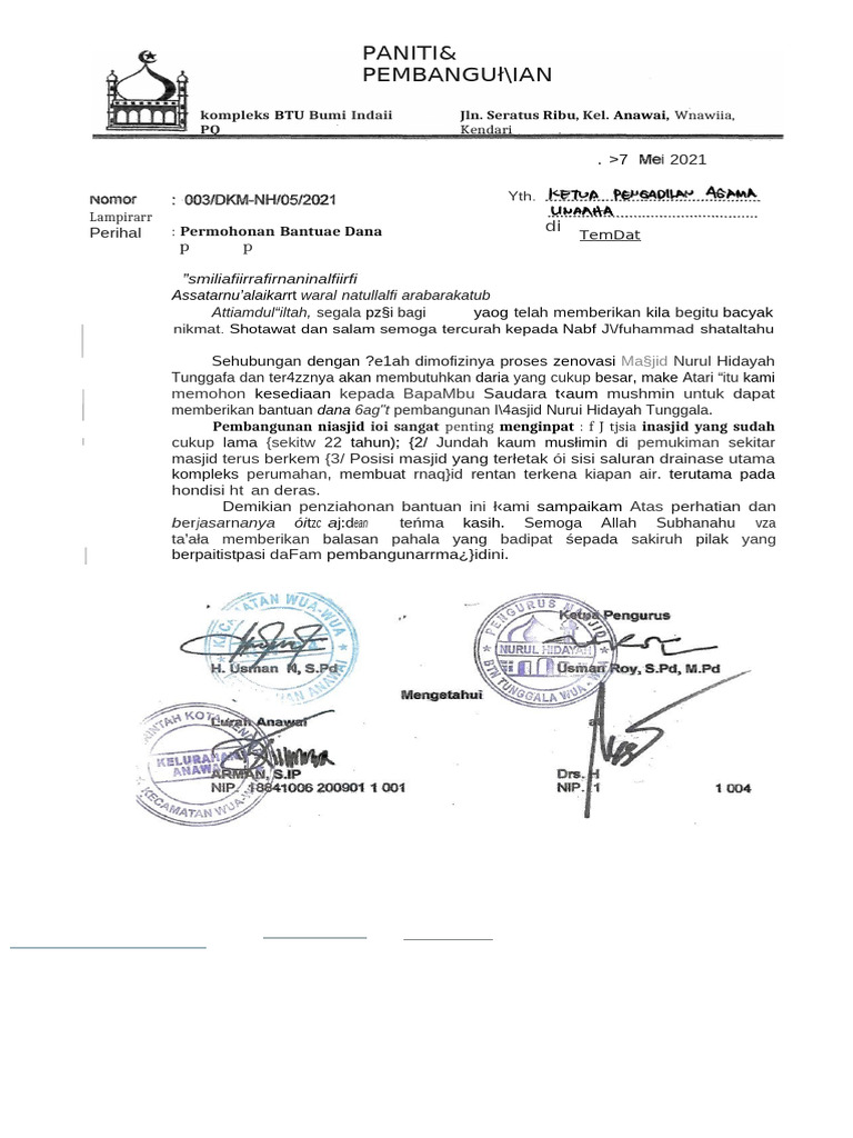 Contoh Surat Permohonan Infak | PDF