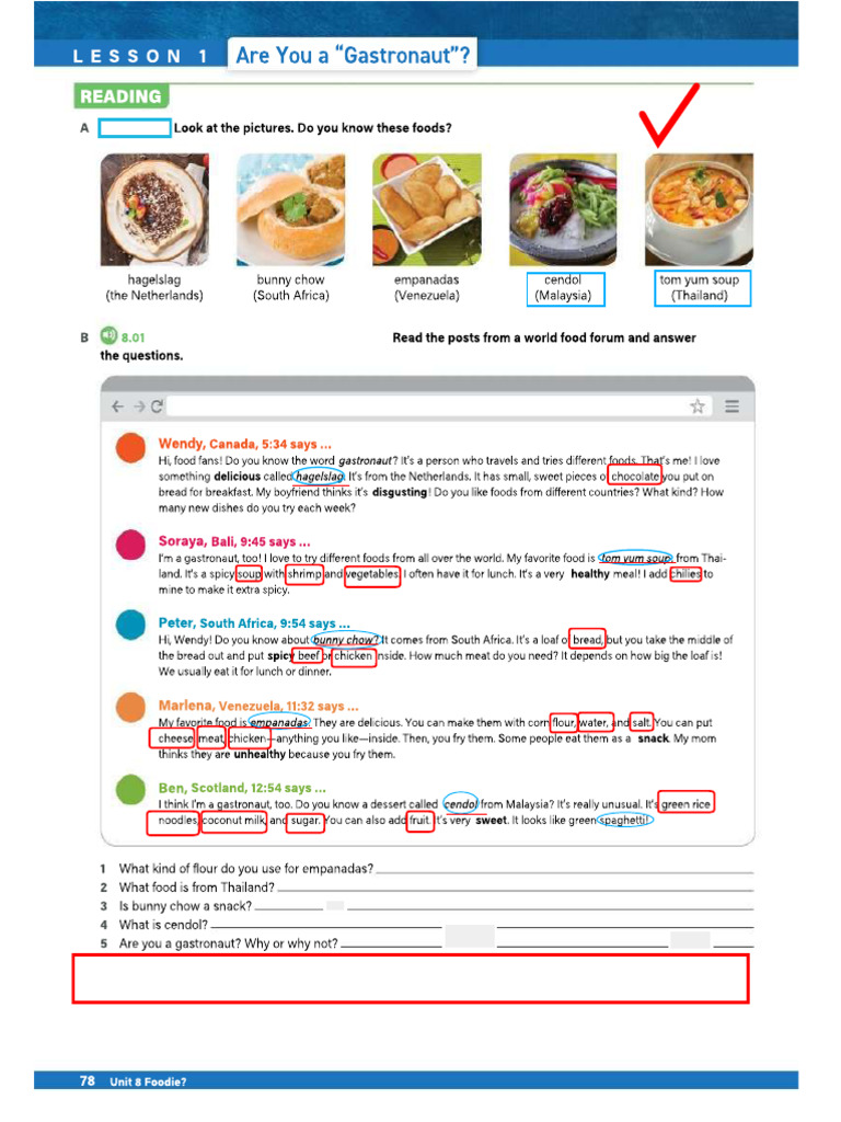A1 Unit 8 Student Book Homework خالد correction | PDF