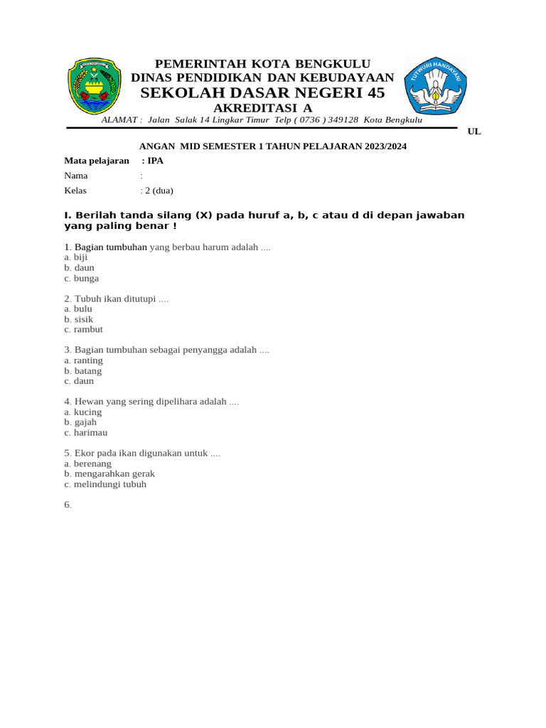 Mid Ipa Kurmer Kelas 2 | PDF