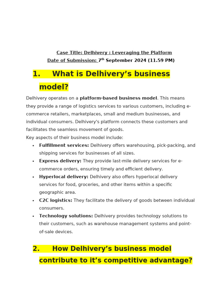 Delhivery Qus | PDF