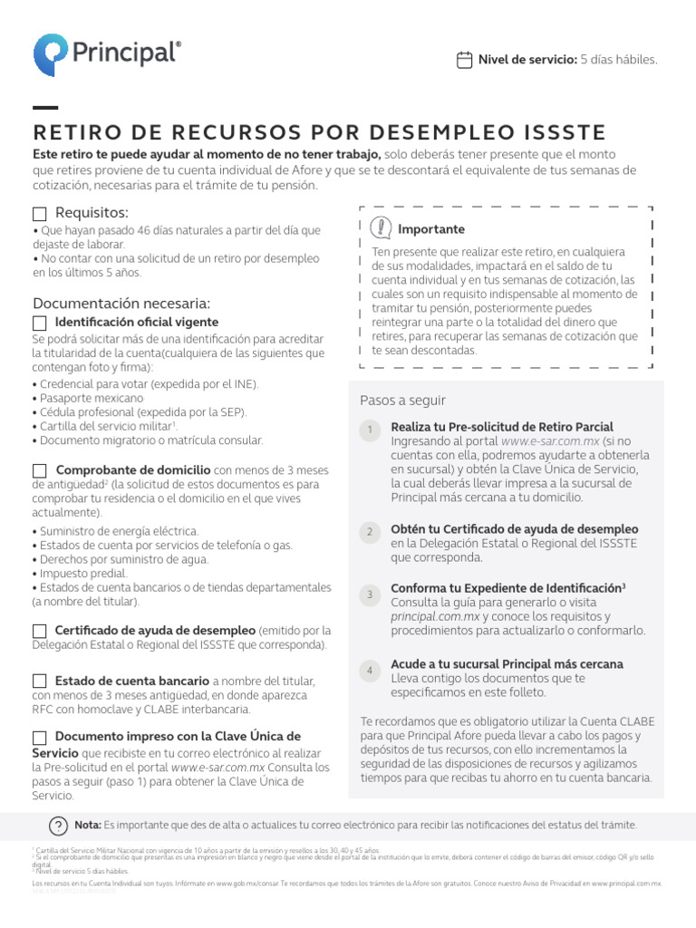 Retiro Por Desempleo ISSSTE | PDF