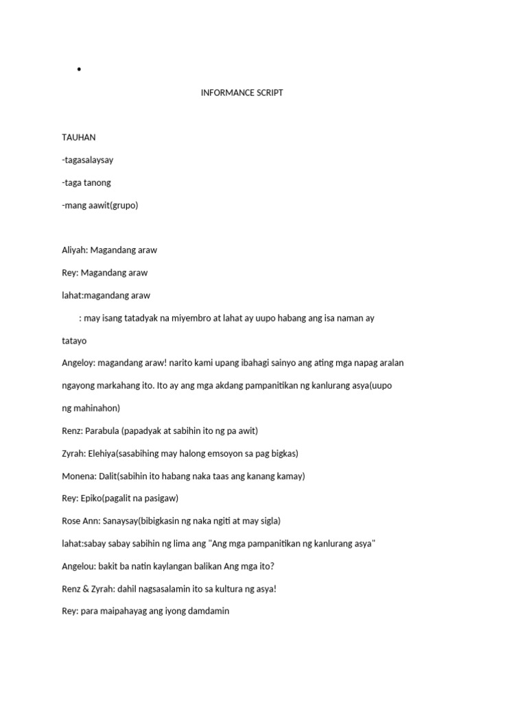 INFORMANCE Scri | PDF