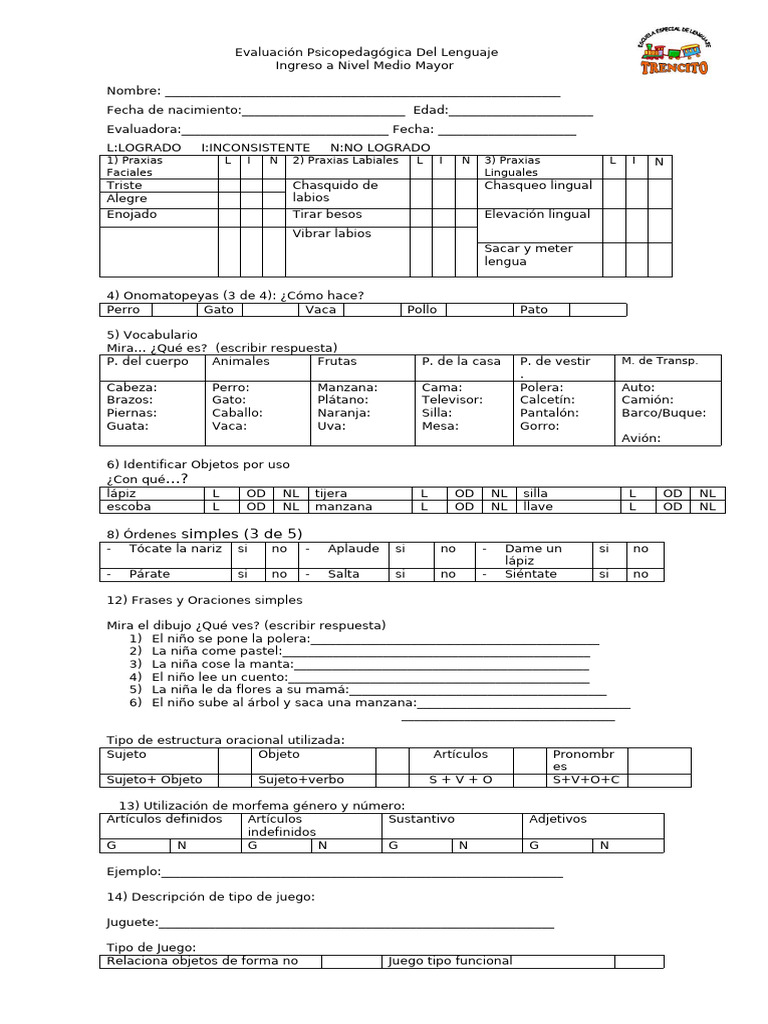 Eval - Psicop.Ingreso Leng. Medio Mayor 2019 | PDF