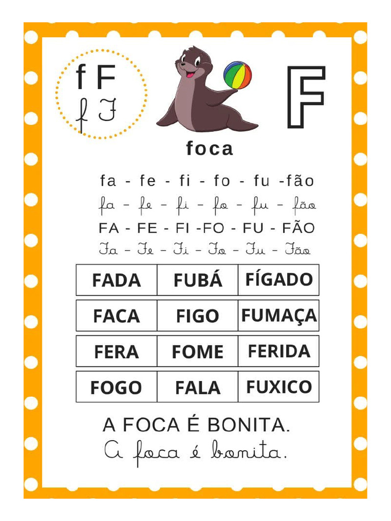 Ficha de Leitura Letra F | PDF