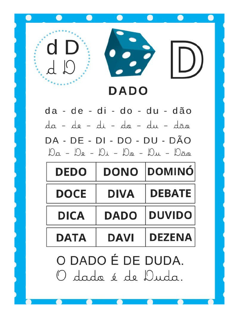 Ficha de Leitura Letra D | PDF