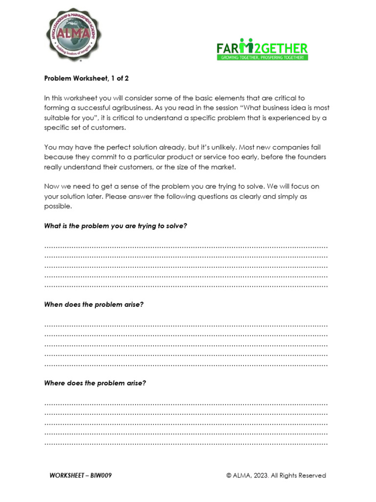 BIW009 - CADM Problem Worksheet 1 | PDF