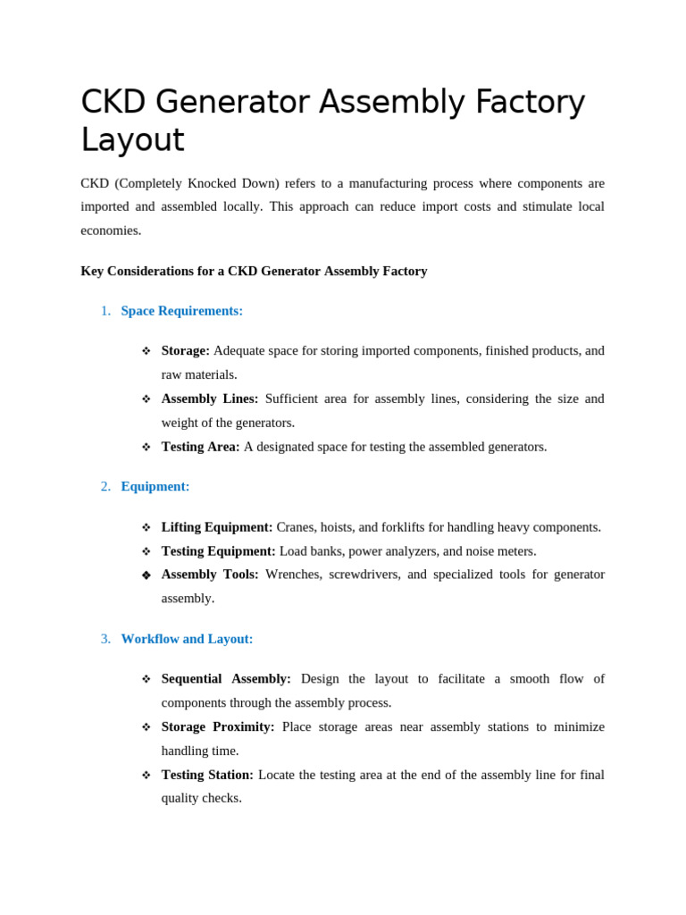 CKD Generator Assembly Factory Layout | PDF | Automation | Computers