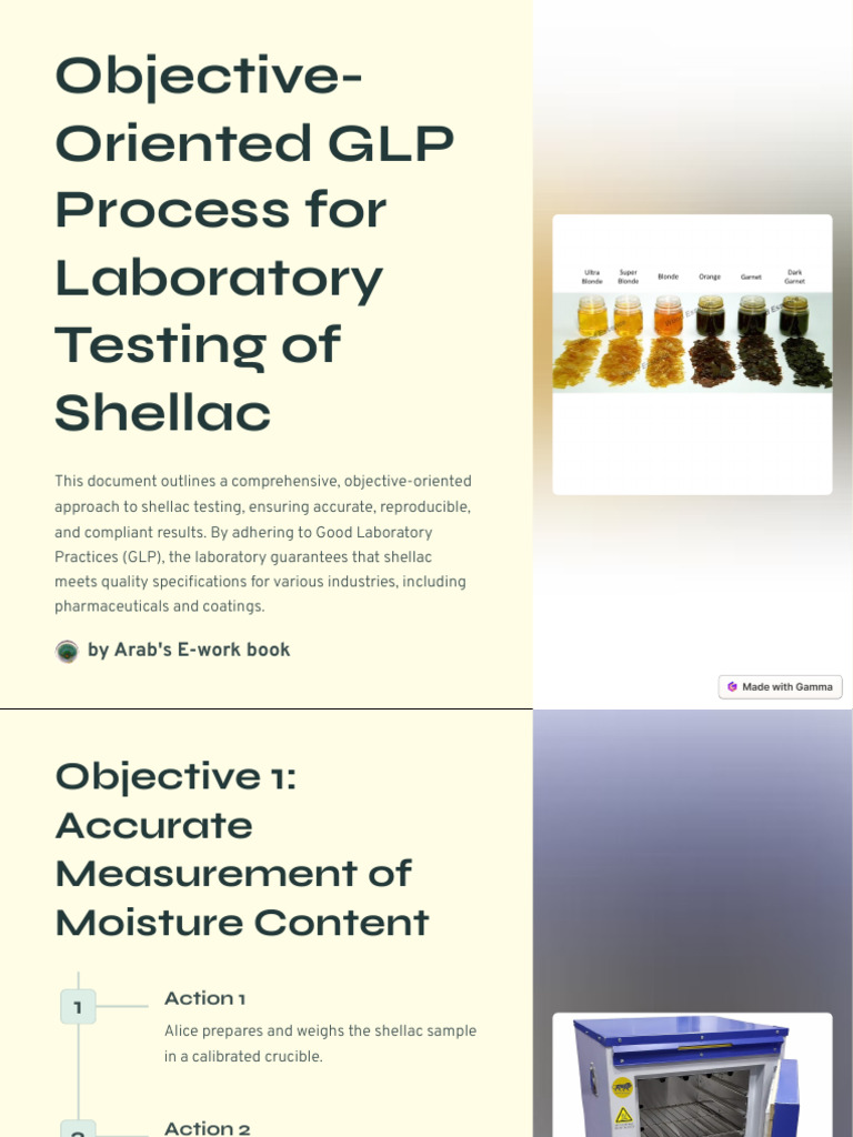 Objective Oriented Glp Process For Laboratory Testing Of Shellac Pdf