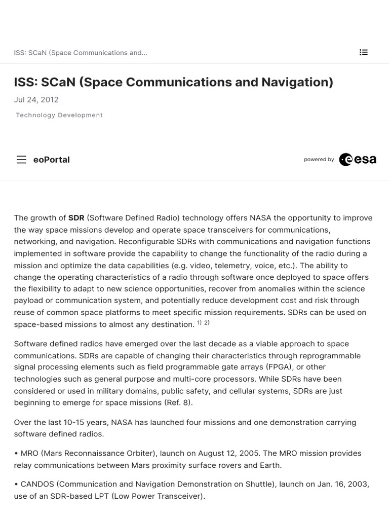 ISS_ SCaN (Space Communications and Navigation) - eoPortal | PDF