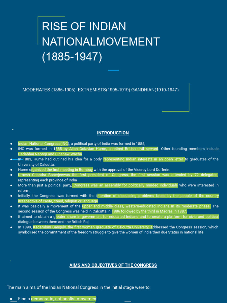 Rise of Indian National Movement | PDF