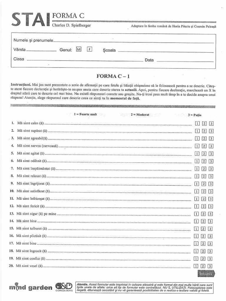 STAI - Forma C | PDF