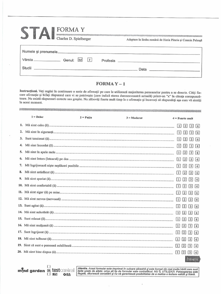 STAI - Forma Y | PDF