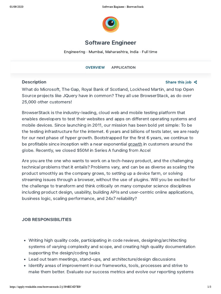 JD - Software Engineer | PDF