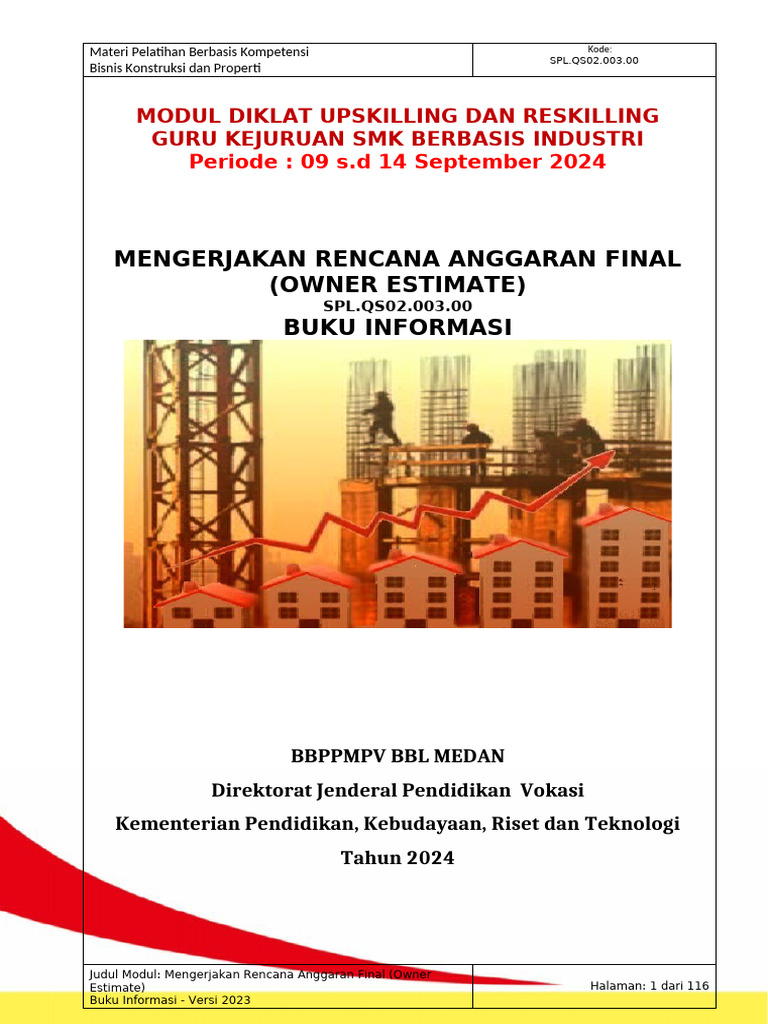 02 BUKU INFORMASI,, Mengerjakan Anggaran Biaya Final Rev | PDF