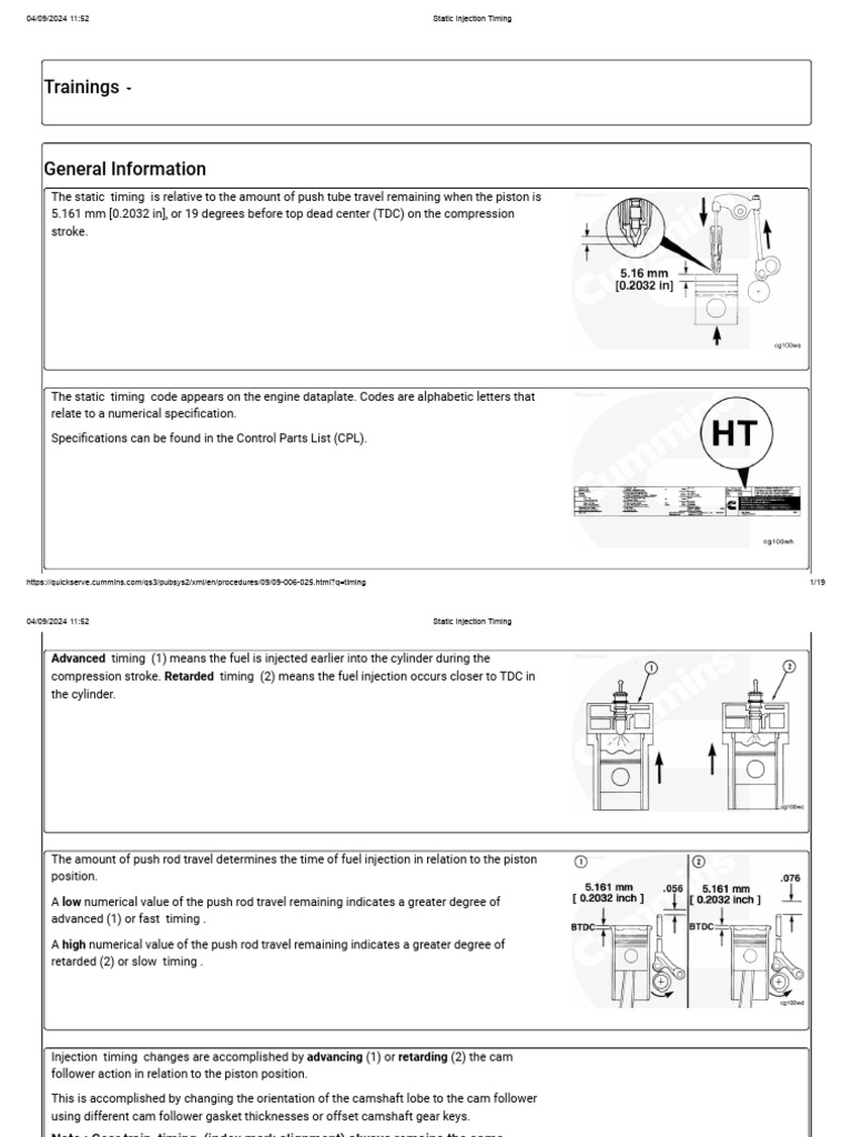 Static Injection Timing NTA 855 | PDF | Piston | Computers