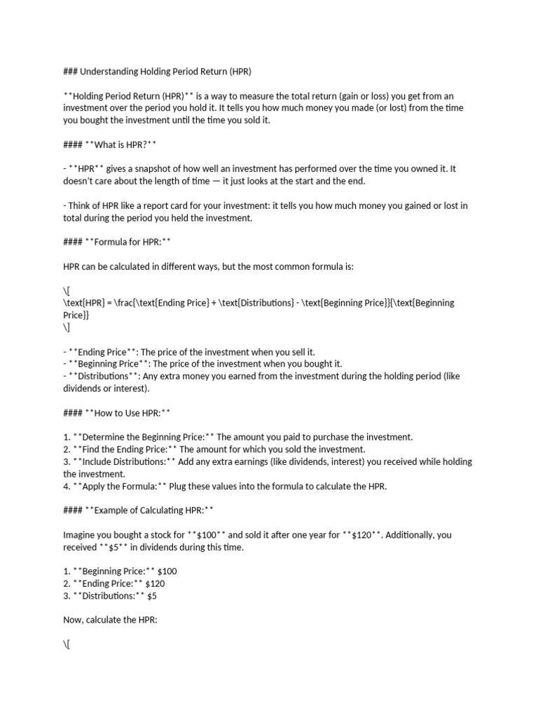 Understanding Holding Period Return | PDF