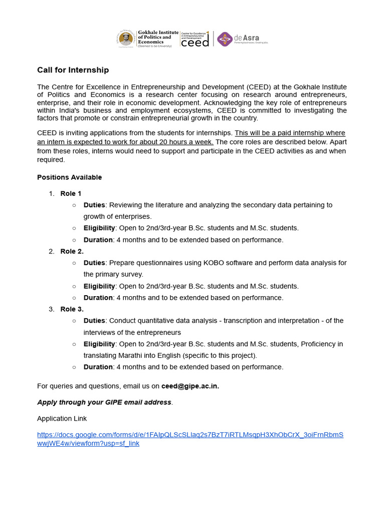 Call For Internship - Sep24 | PDF | Career & Growth