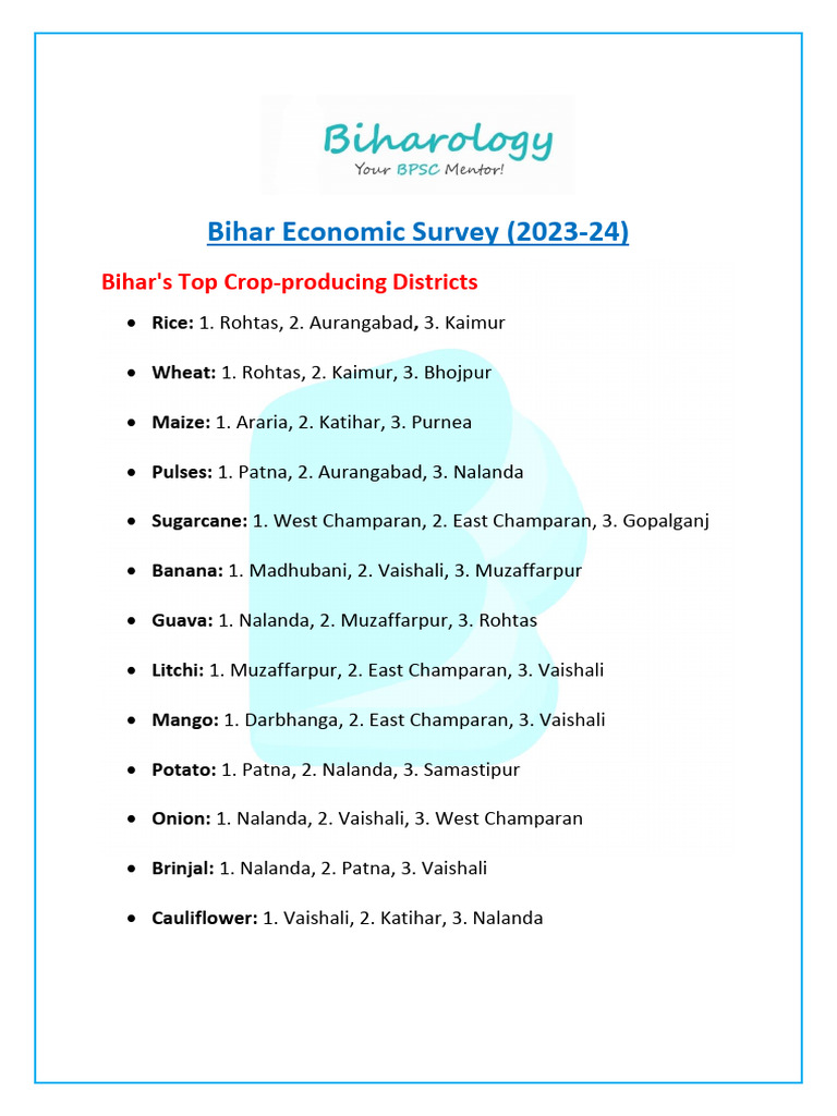 Bihar Economic Survey (2023-24) | PDF
