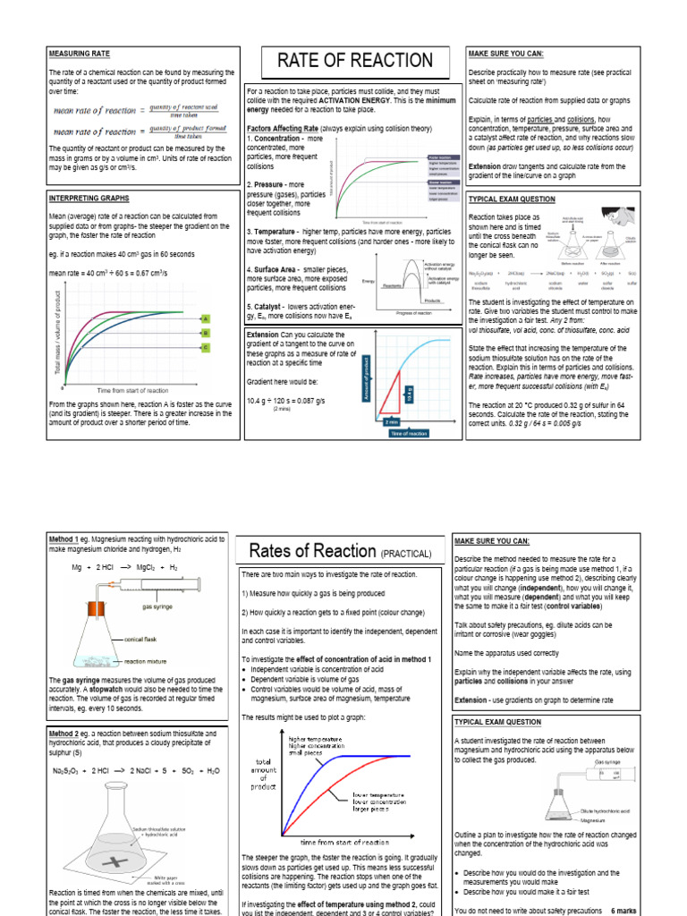 Science Y9 Rate of Reaction KO | PDF | Reaction Rate | Science ...