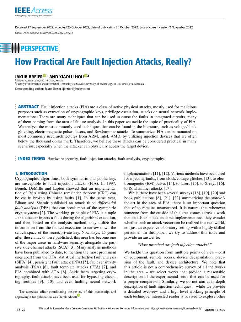 Practicality of Fault Injection Attacks | PDF | Integrated Circuit ...