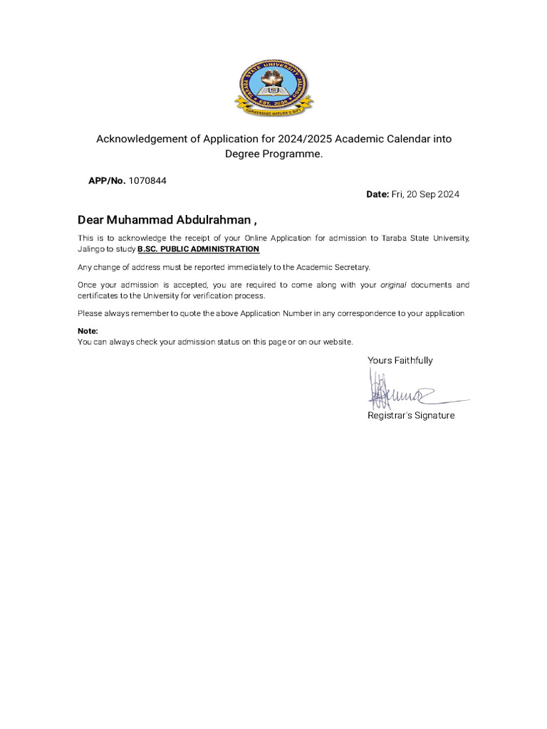 Taraba State University, Jalingo | PDF