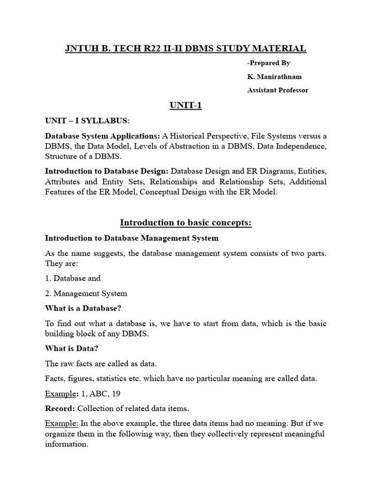 UNIT-1 Study Material | PDF