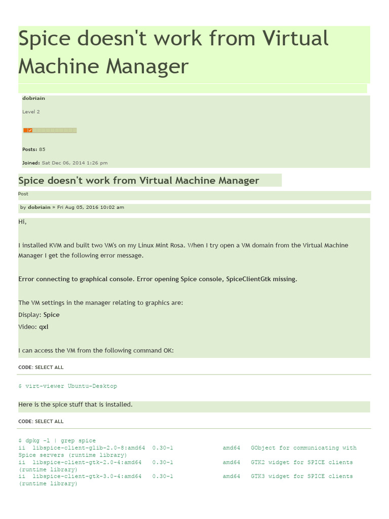 Fix Spice Error in Virtual Machine Manager | PDF | Software Development ...