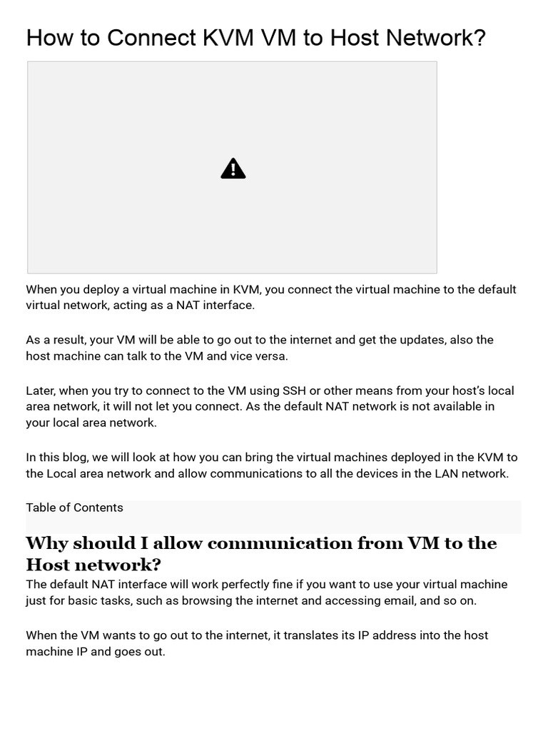 How To Connect KVM VM To Host Network | PDF | Computer Network | Virtual Machine