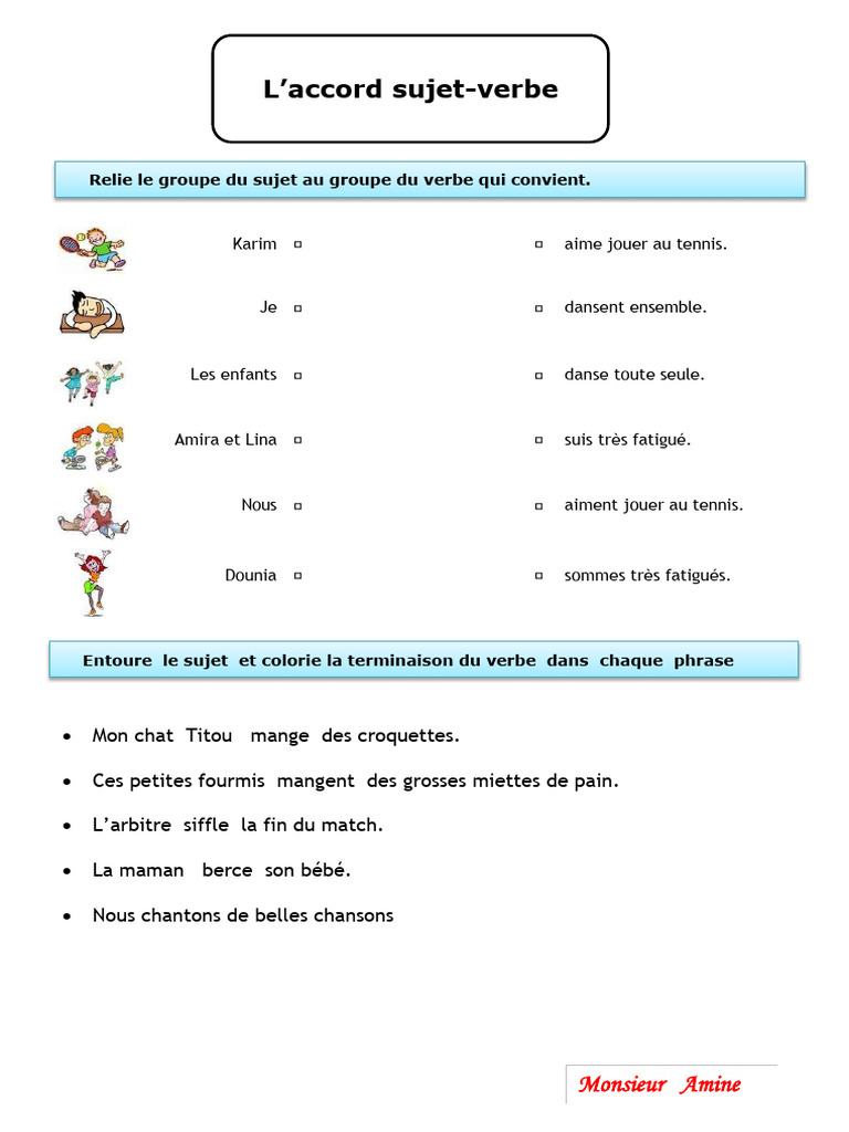 Exercices Accord Sujet Verbe | PDF