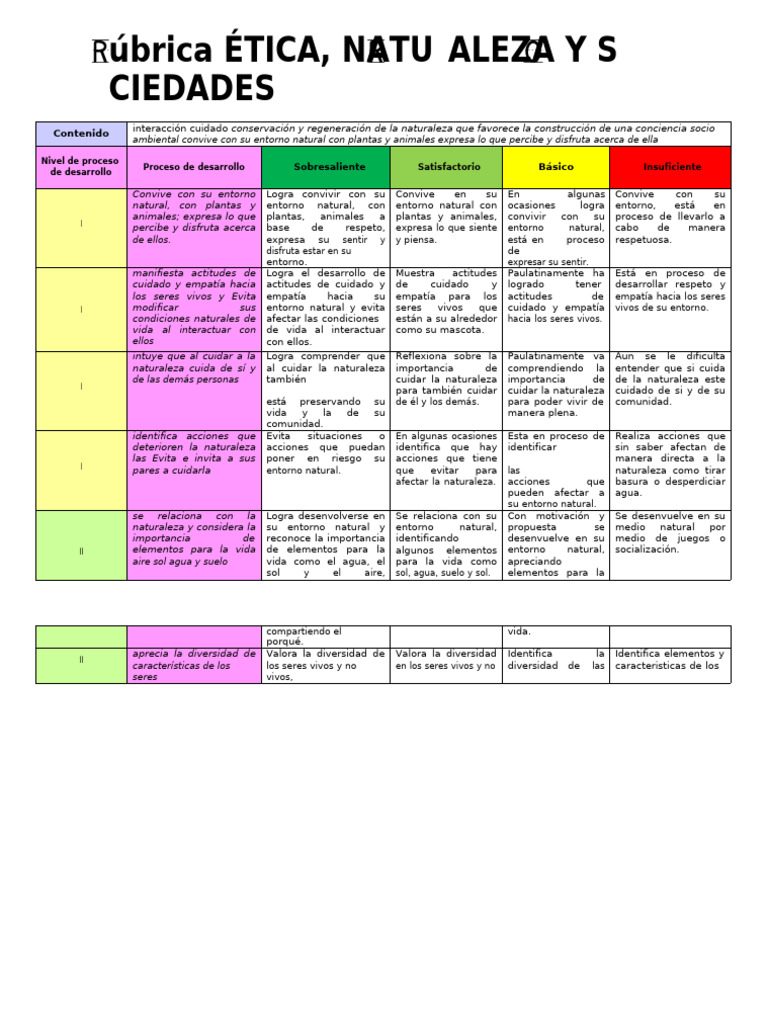 rubricas_NEM_2023_ETICA_NATURALEZA_Y_SOCIEDADES_CICLO_ESCOLAR_2023 | PDF