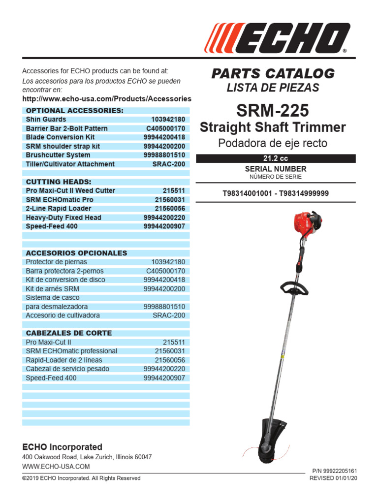 Echo SRM 2620 Echo Parts Diagram | PDF