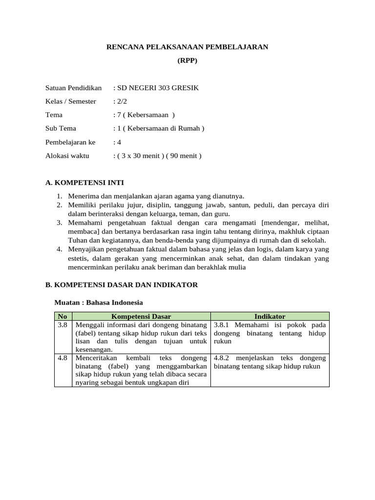 RPP Subtema 1 PB 2 | PDF