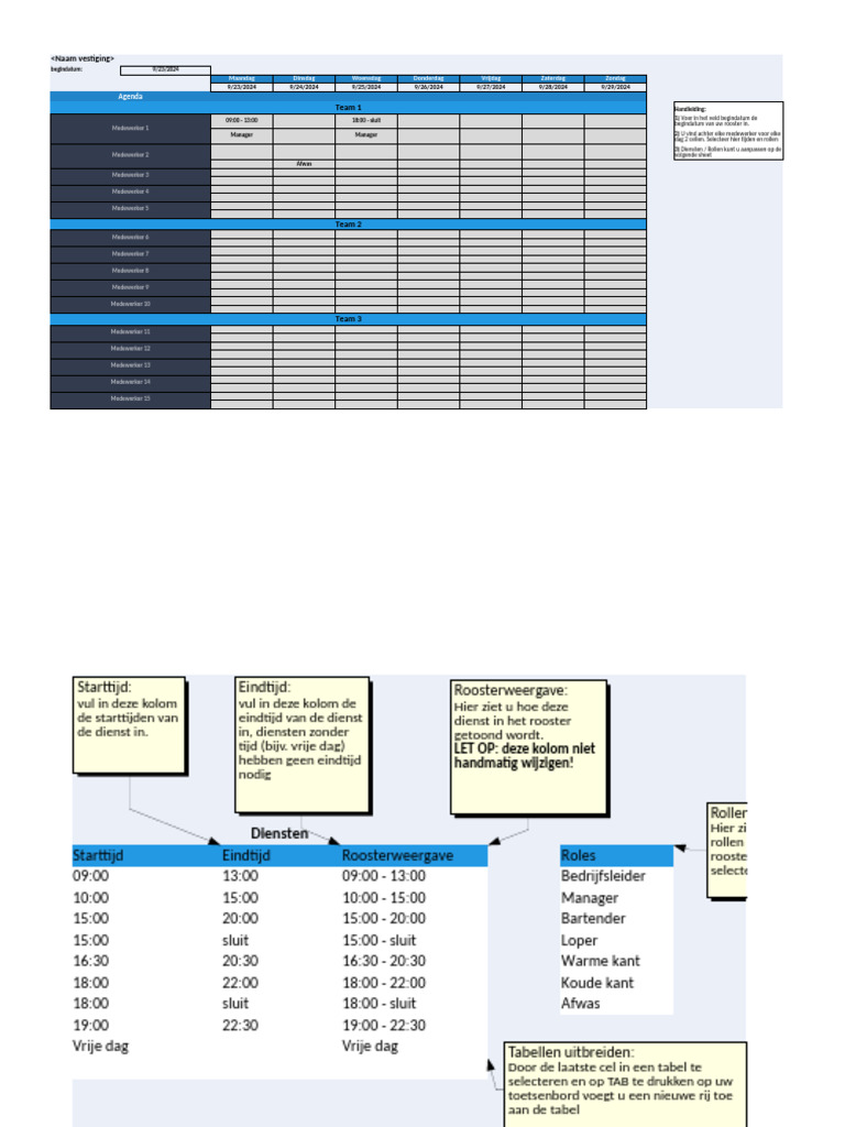 Shiftbase NL - Werkrooster Template 2022 | PDF