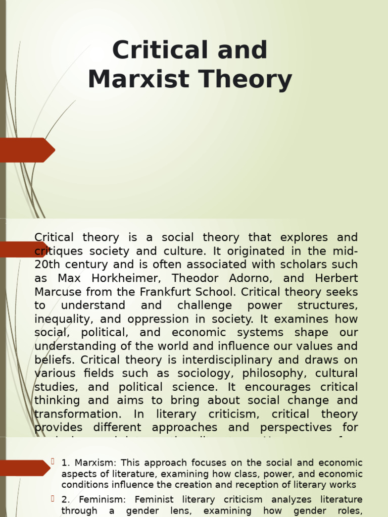 Critical and Marxist Theory | PDF