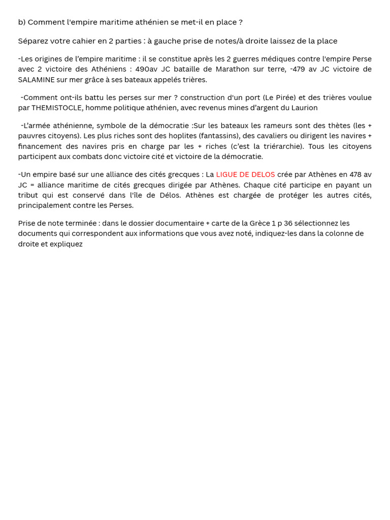 B) Comment L'empire Maritime Athénien Se Met-Il en Place | PDF