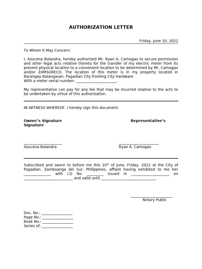 authorization letter 2 | PDF
