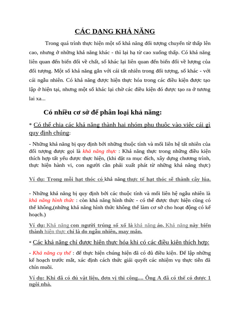 Các D NG KH Năng | PDF