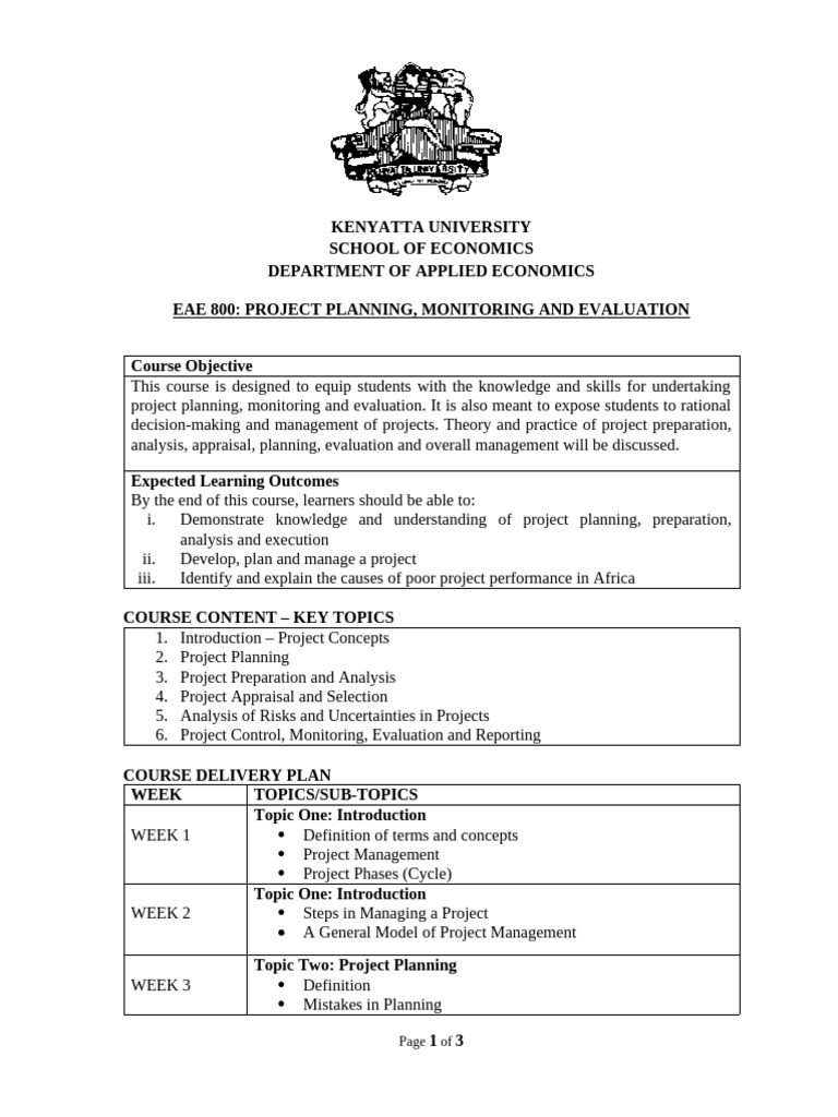 EAE 800 Course Outline | PDF