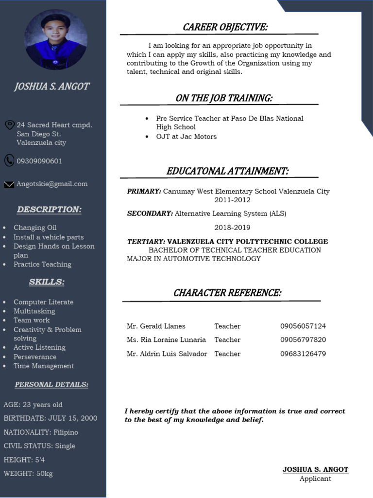 Resume Joshua S Angot | PDF