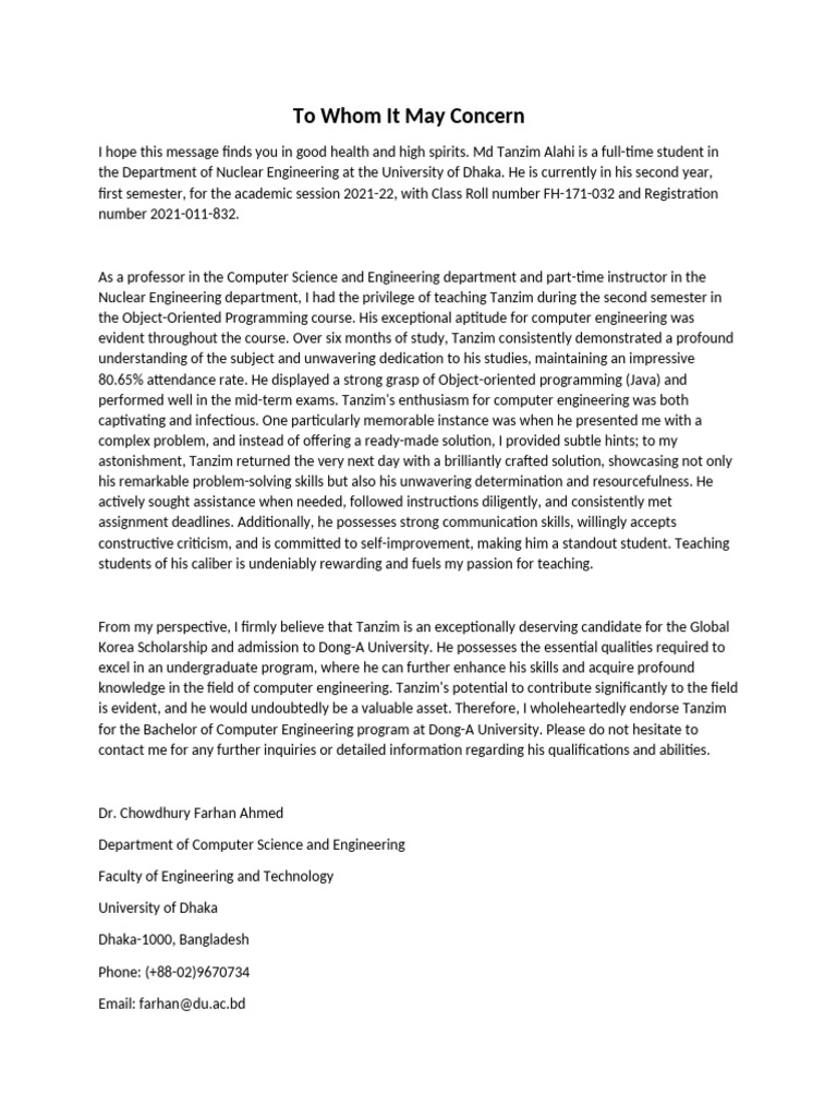 Recommendation Letter For GKS | PDF