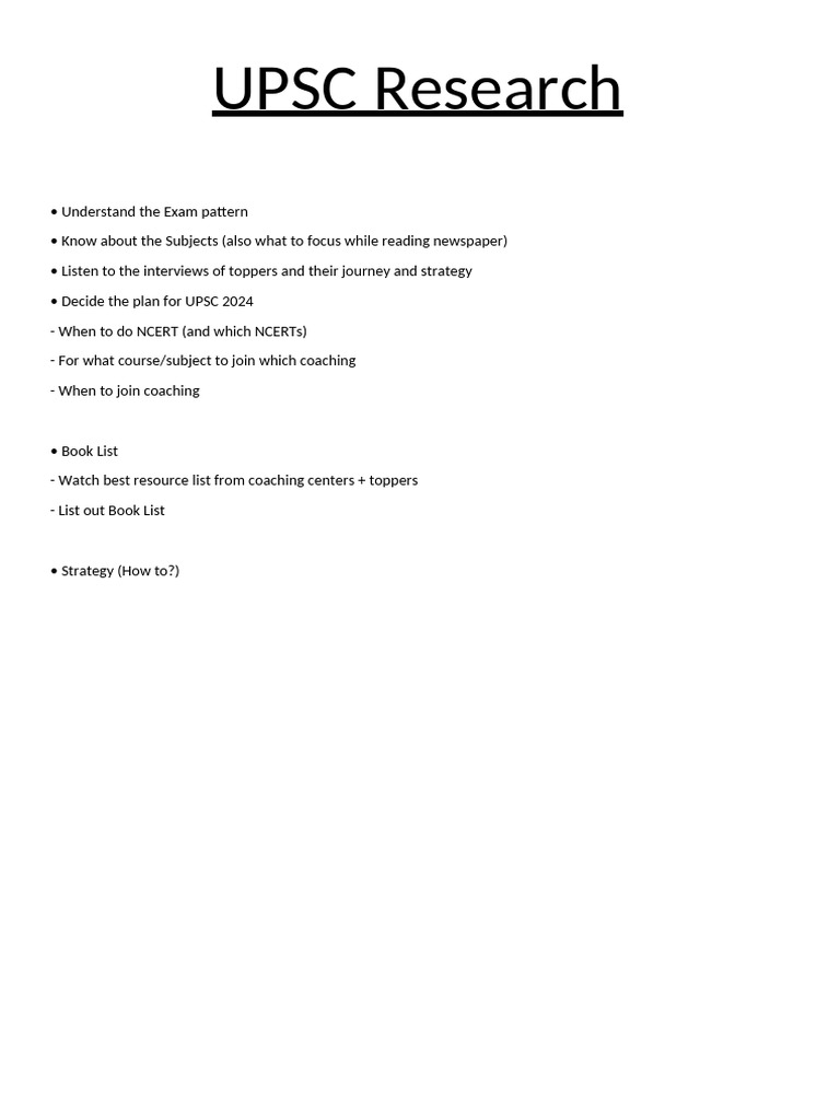 UPSC Strategy Plan | PDF