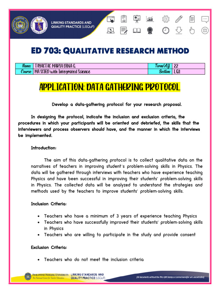 Tayactac Application Data Gathering Protocol | PDF | Qualitative ...